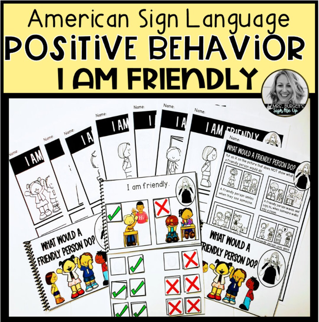 ASL Adapted Books Positive Behavior - I Am Friendly - Etsy