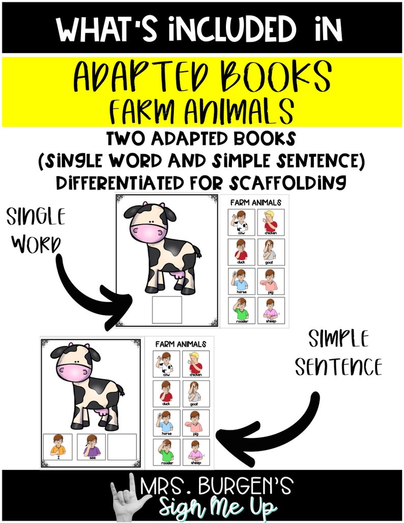 ASL Adapted Books Farm Animals - Etsy