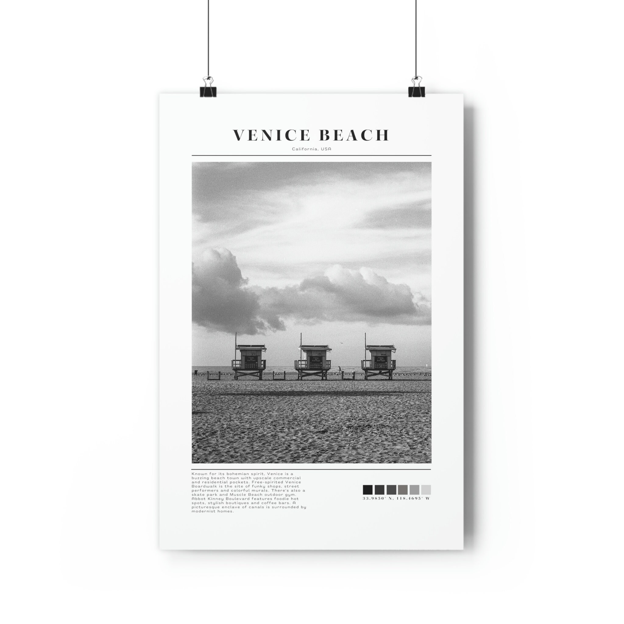 Venice Beach Lifeguard Stations Poster - Vintage Film Photography of ...