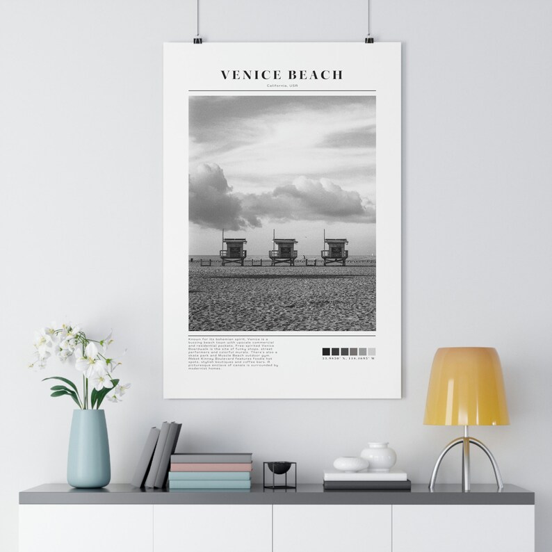 Venice Beach Lifeguard Stations Poster - Vintage Film Photography of ...