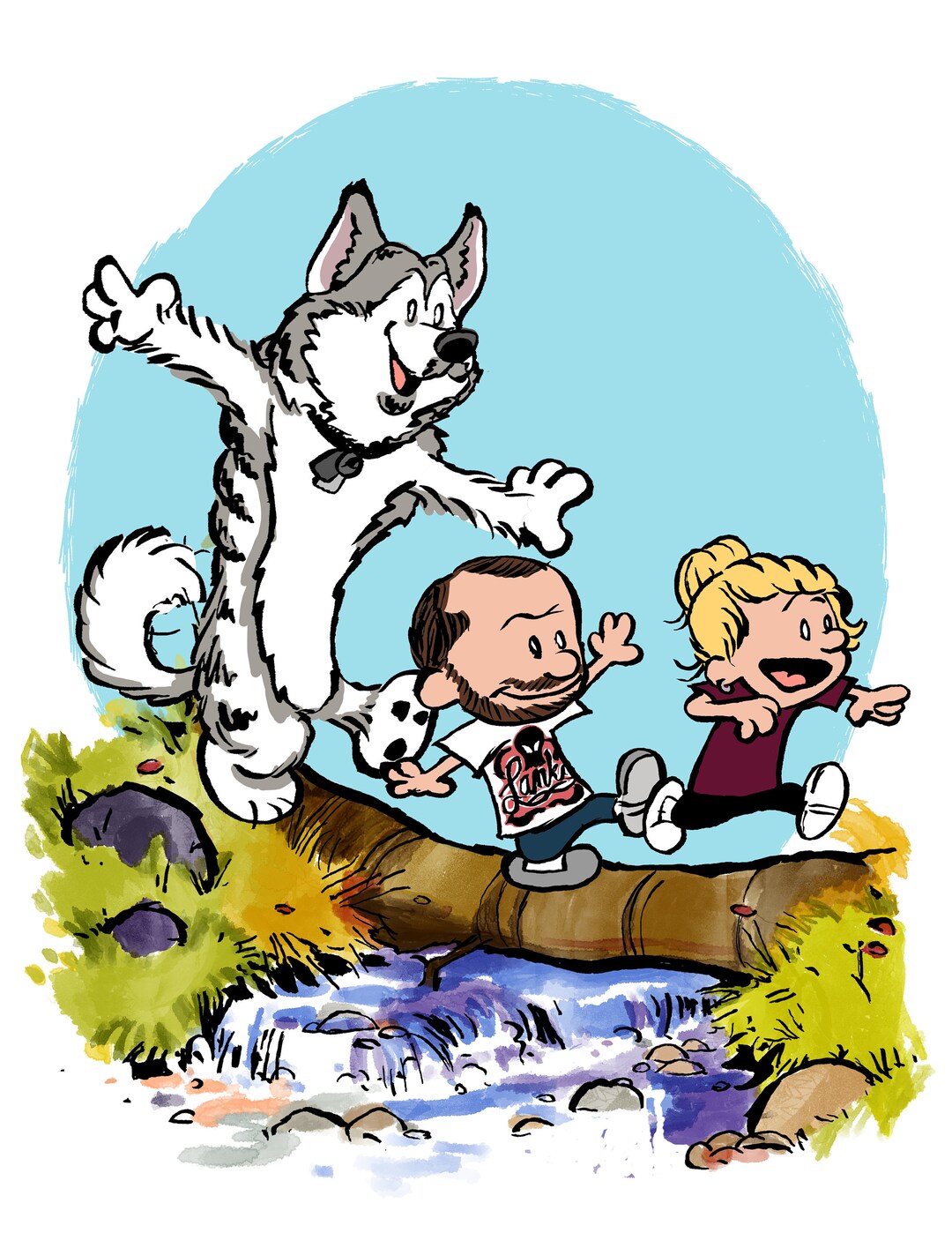 Rainbow Bridge Pet Portrait Calvin & Hobbes-style Custom Dog or Cat ...