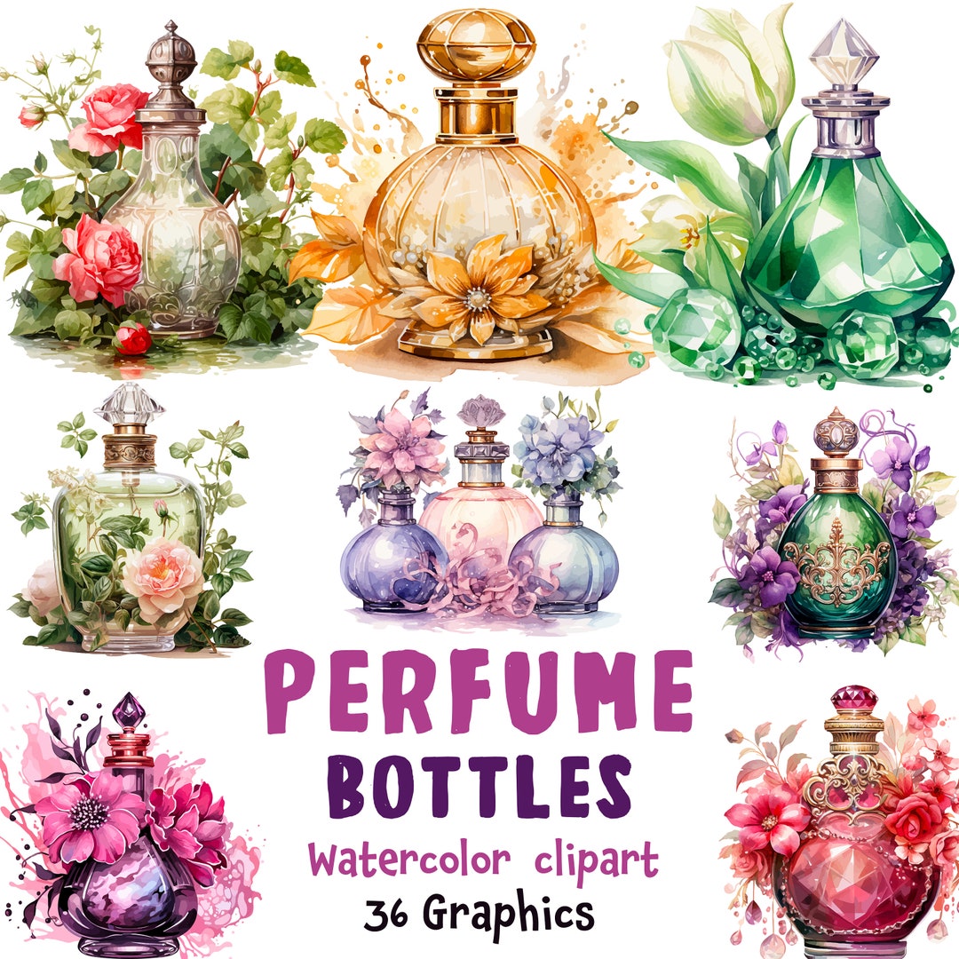 Watercolor Perfume Bottle Clipart: Floral Collection (36 PNG, SVG) - Etsy