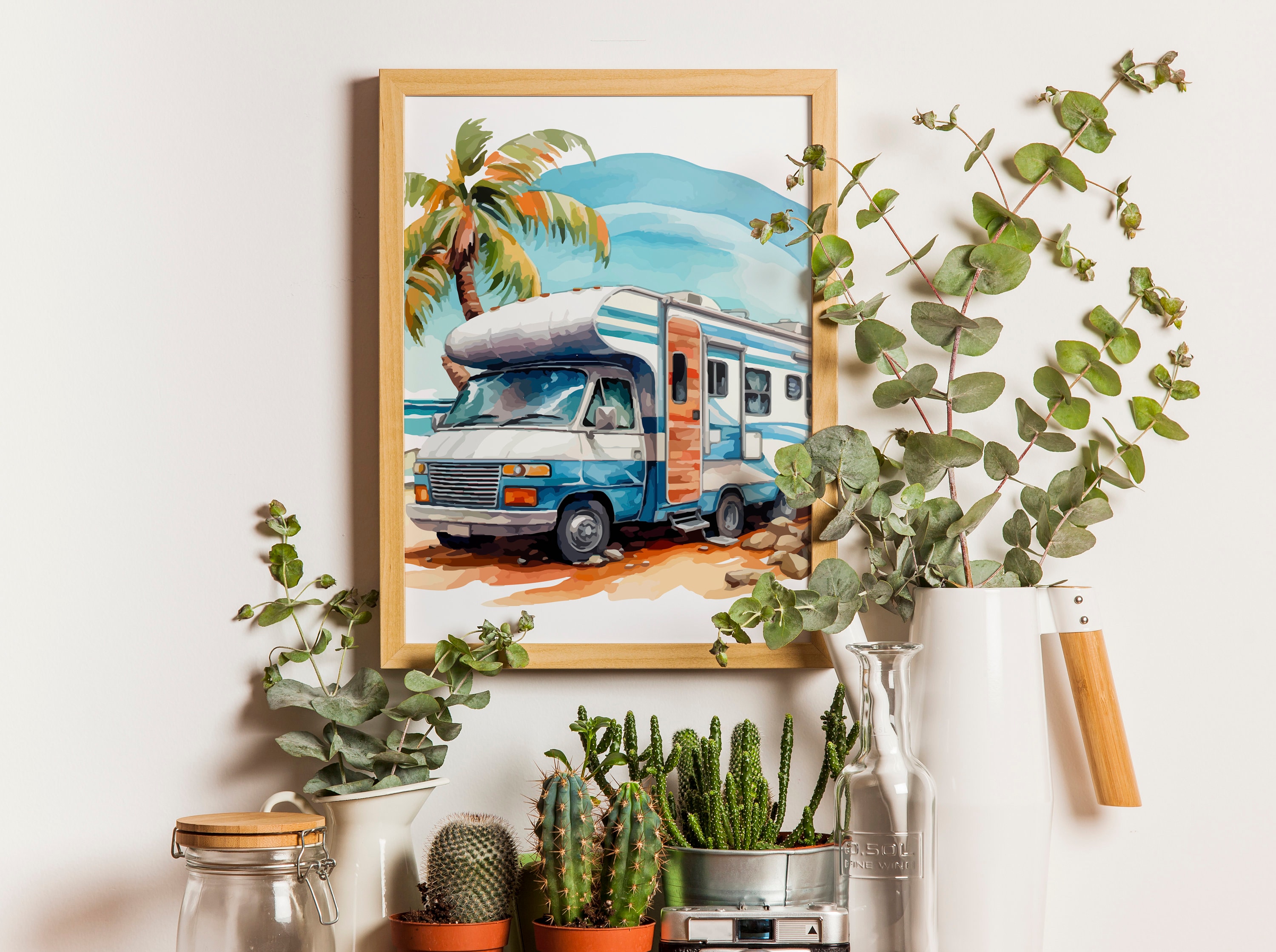 Class C RV Motorhome, Camping Vans Watercolor Clipart, 30 Graphics ...