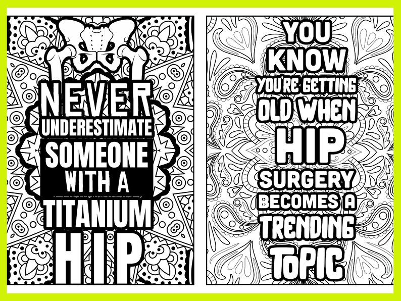 Funny Hip Surgery Coloring Pages: Recovery Gift (32 PNG, Digital ...