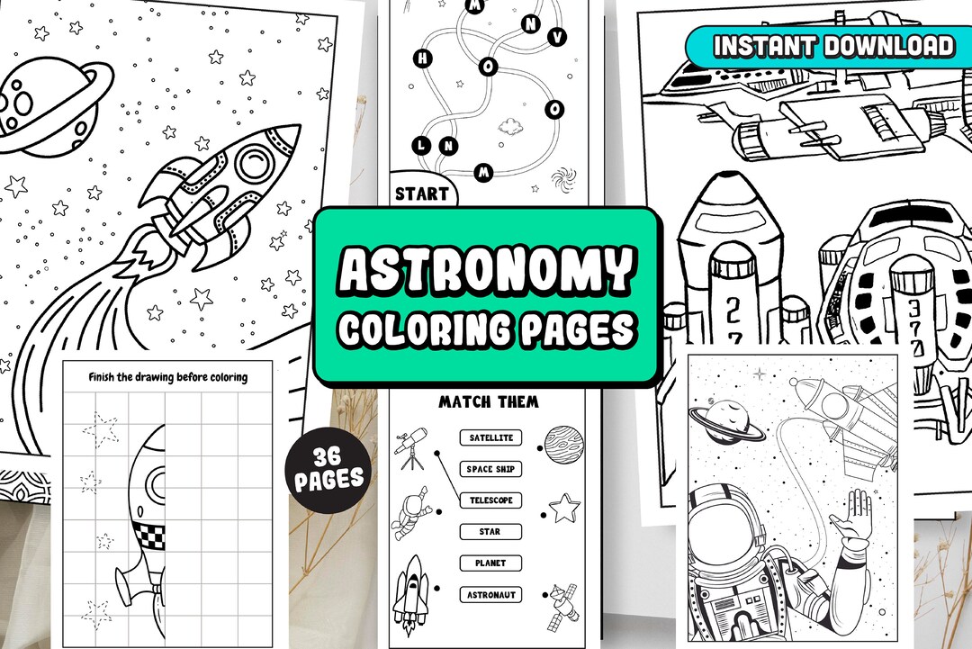 Astronomy Coloring Pages: 36 Planets & Space Activities (digital ...