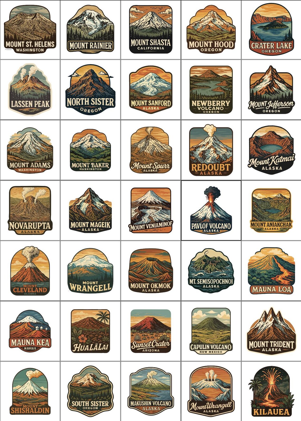 Retro USA Volcanoes SVG Bundle: Vintage National Park Designs - Etsy