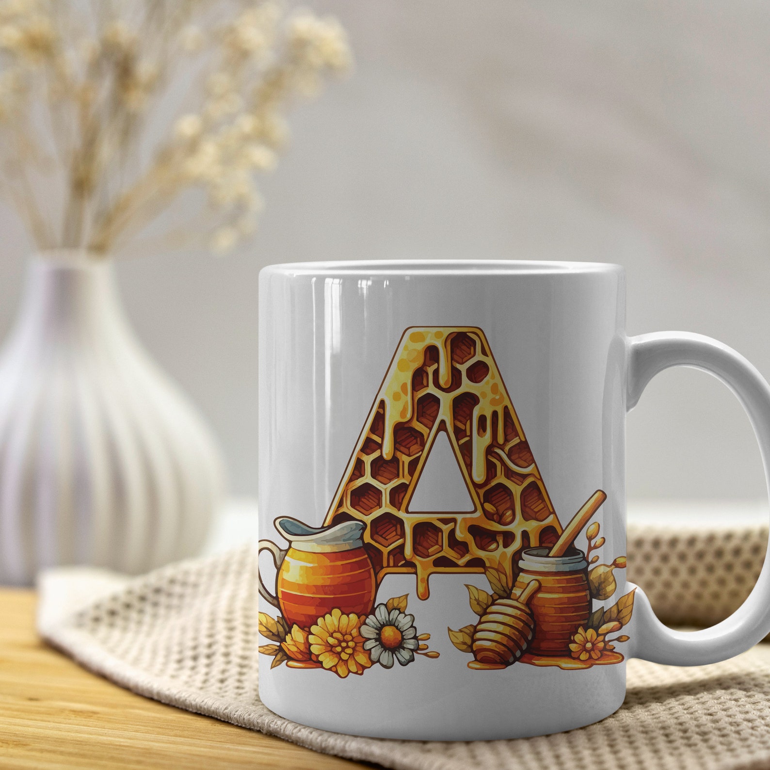 Honey Bee Watercolor Alphabet Clipart: Honeycomb Letters, Honey Font ...