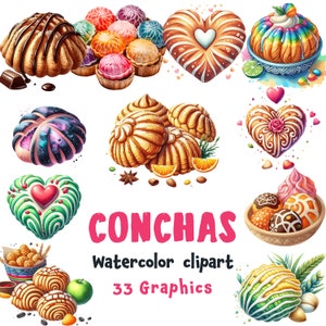 Mexican Conchas Watercolor Clipart,mexican Sweet Bread SVG, Pan Dulce ...