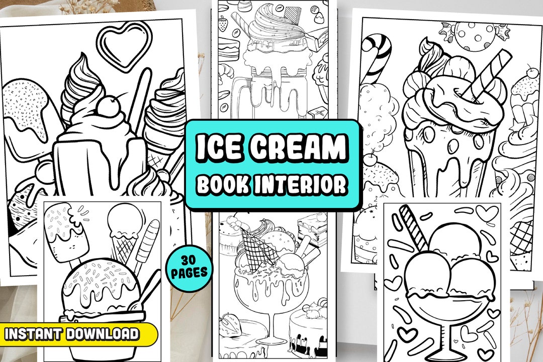 Ice Cream Coloring Pages, Frozen Dessert, Ice Cream Lover Relaxation ...