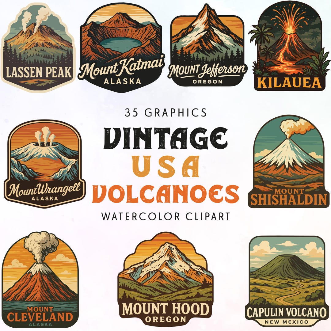 Retro USA Volcanoes SVG Bundle: Vintage National Park Designs - Etsy