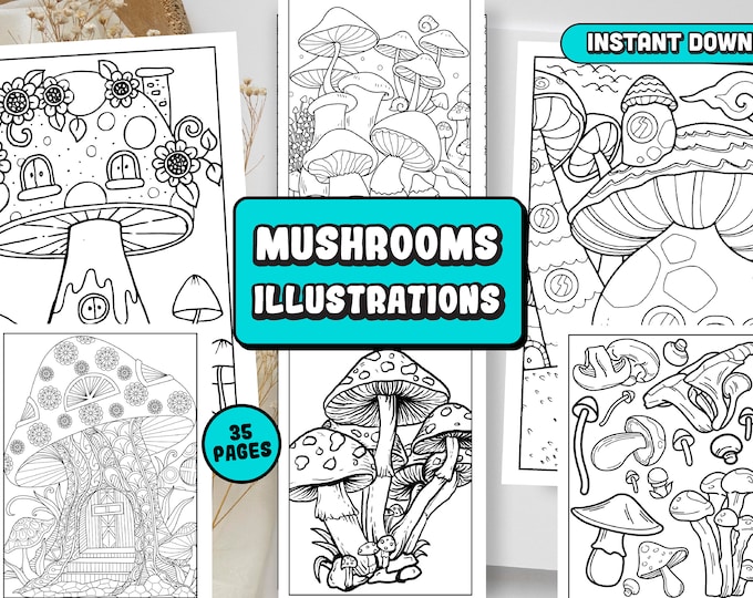 20 Blooming Mushroom Coloring Pages, Mushroom Coloring, Stress Relief ...