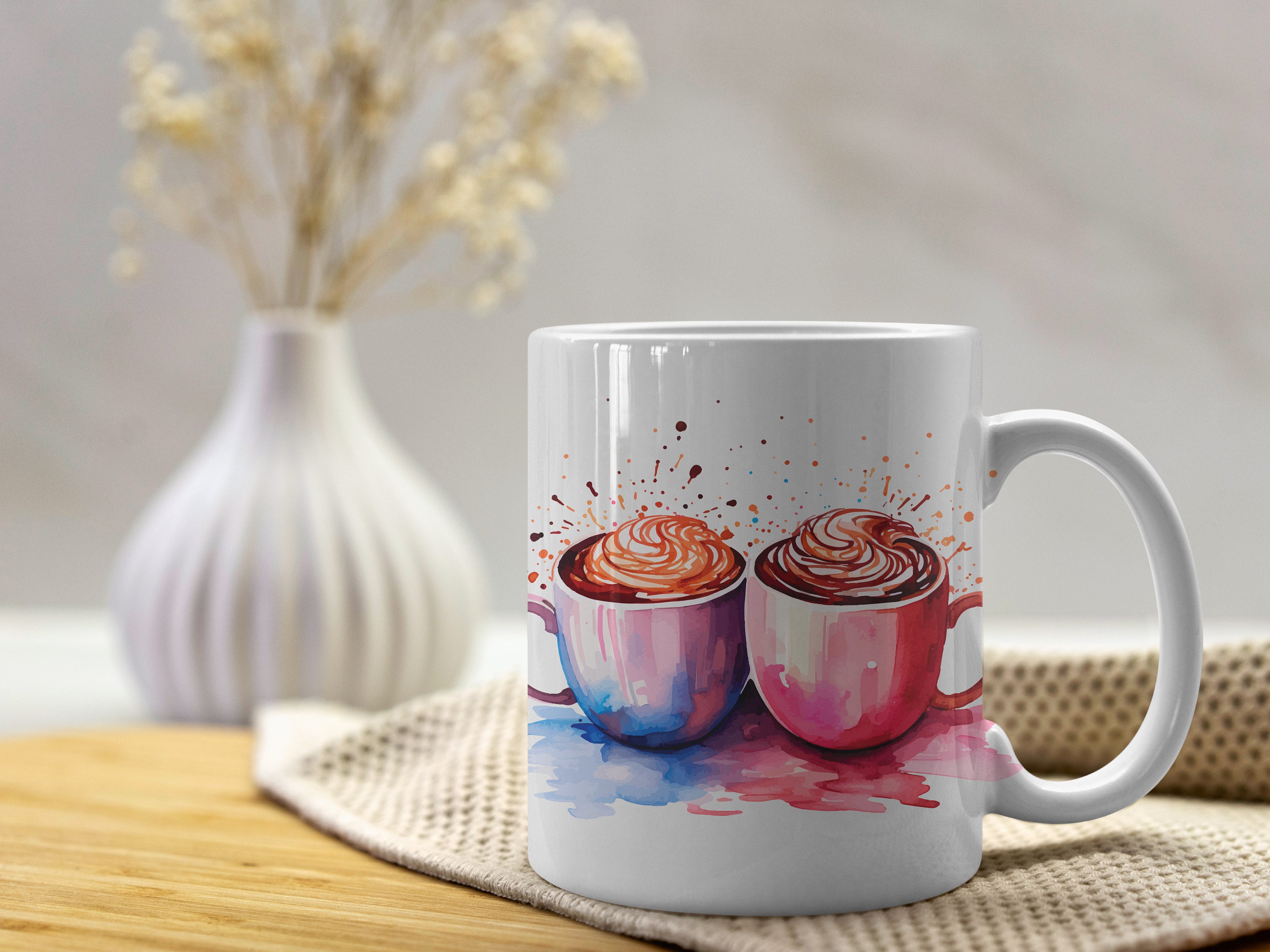 Hot Cocoa Mugs Watercolor Clipart, Hot Chocolate, Cup of Choco, 36 SVG ...