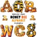 Honey Bee Watercolor Alphabet Clipart: Honeycomb Letters, Honey Font ...