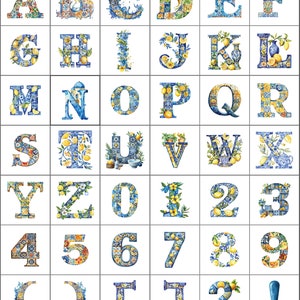 Mediterranean Tile Alphabet Watercolor Clipart, Mediterranean Font ...