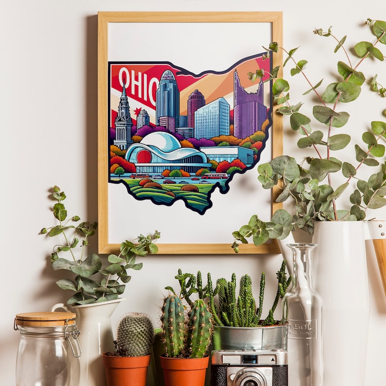Ohio State Watercolor Clipart, Beautiful Ohio Landmarks, Ohio Clipart ...