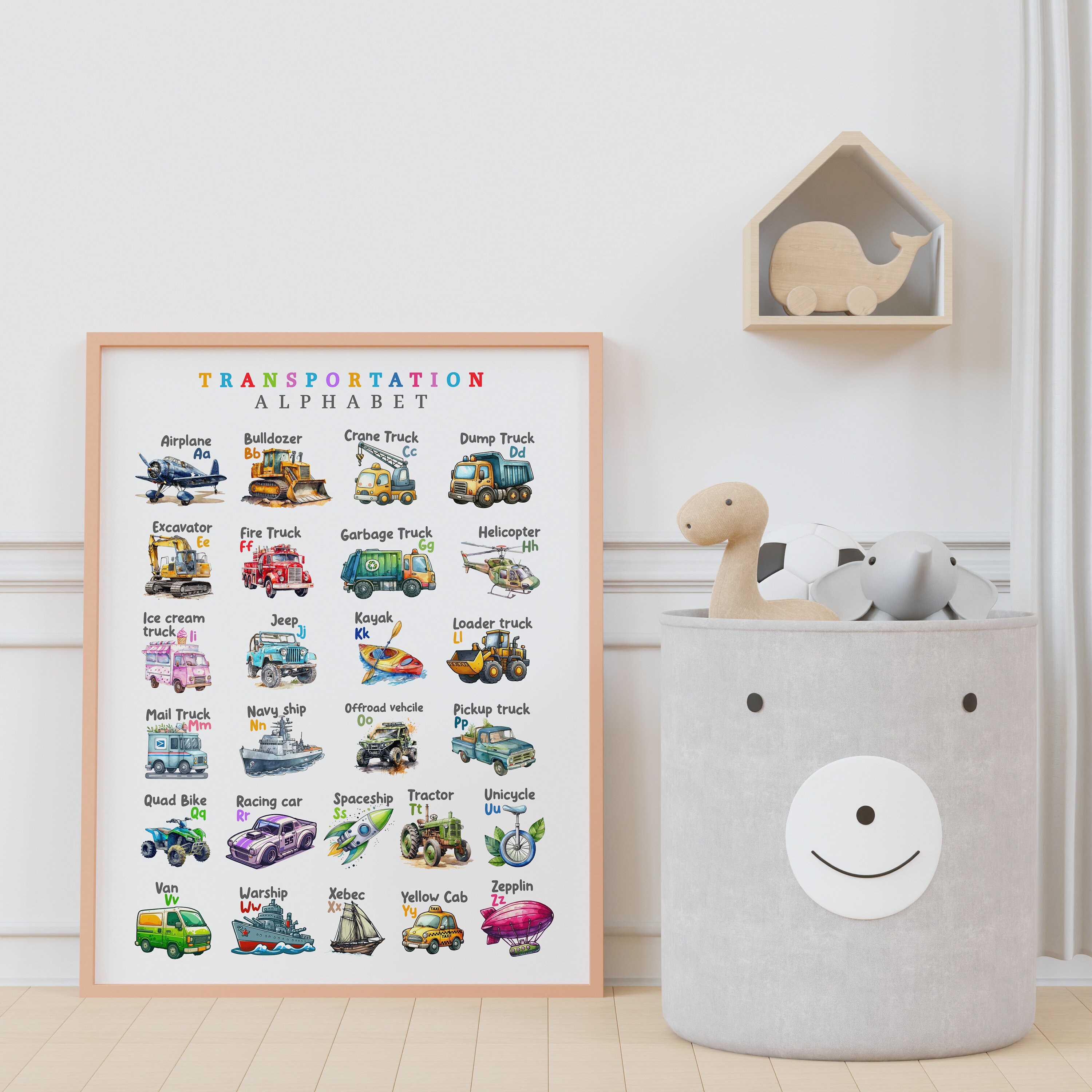 Transport Alphabet Watercolor, ABC Vehicles Poster, Printable ...