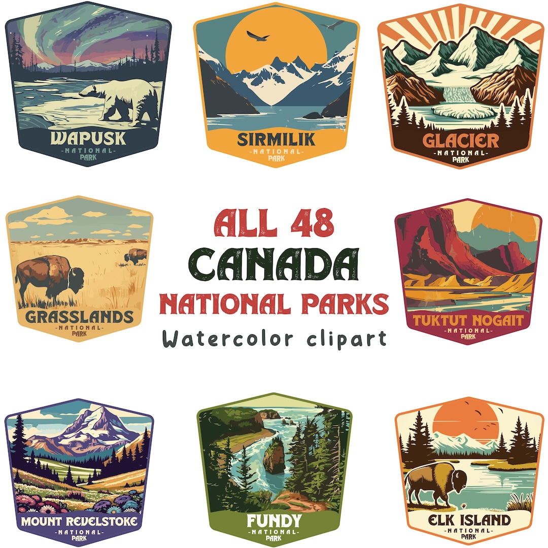 Canada National Parks Watercolor Clipart: 48 SVG & PNG Designs - Etsy