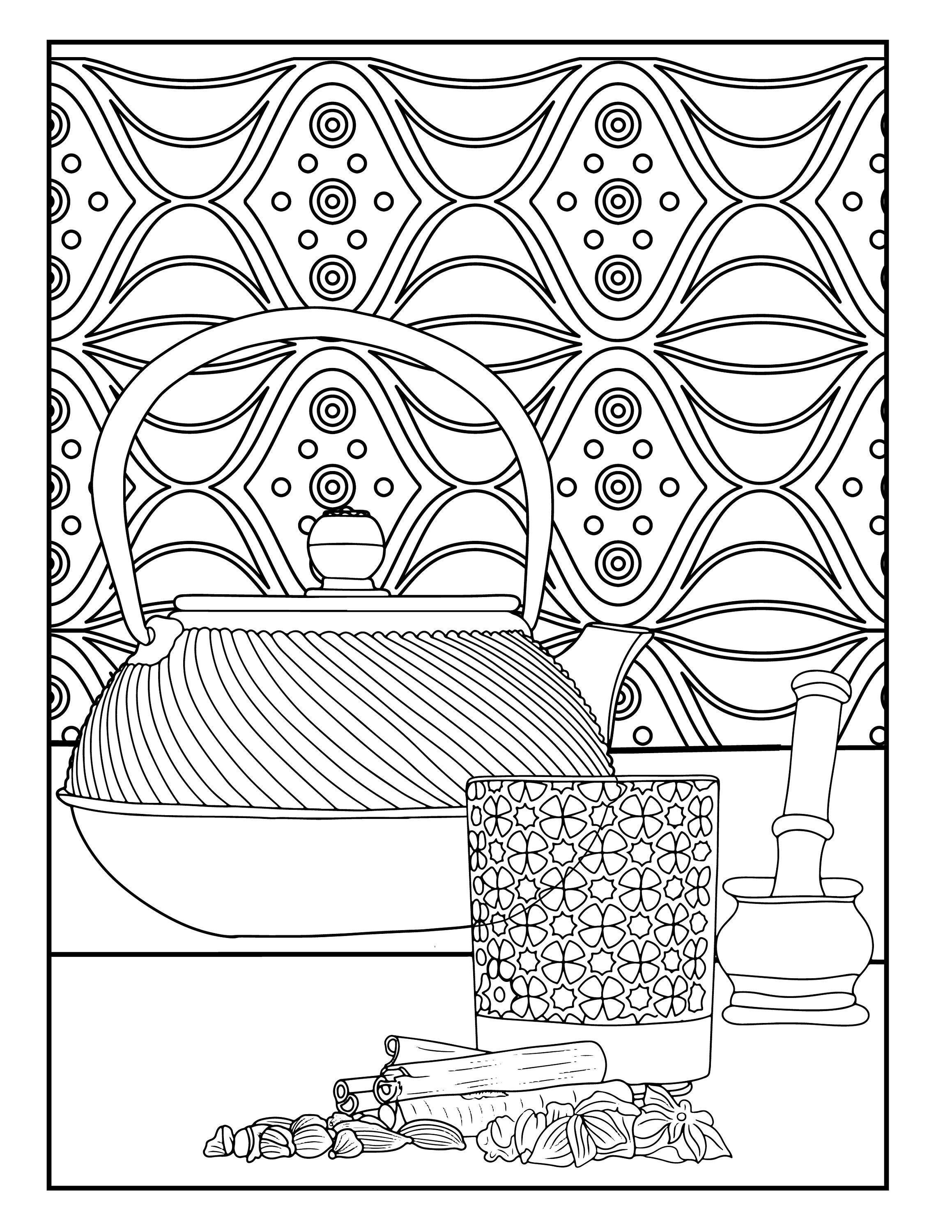 Tea Beverages Coloring Pages, English Tea, Teapot Coloring Book ...