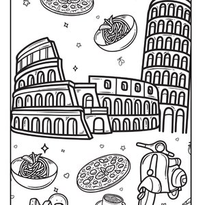 Italy Coloring Pages: Italian Landmarks, Italy's Food (digital Download ...