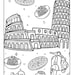 Italy Coloring Pages: Italian Landmarks, Italy's Food (digital Download ...
