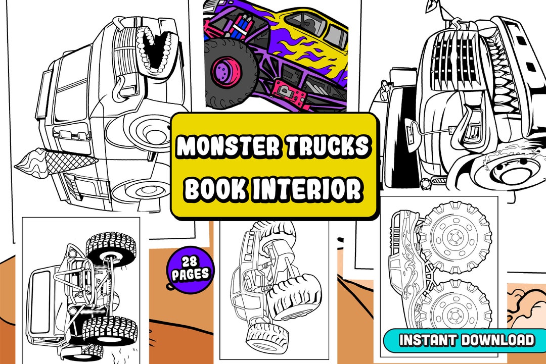 Monster Trucks Coloring Pages for Kids, Off-road Vehicle, Over Sized ...