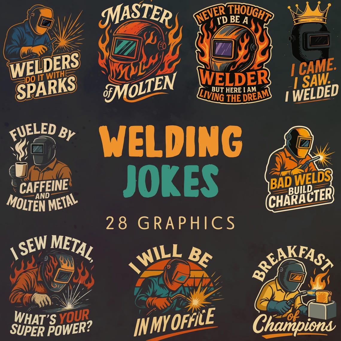 Welding Jokes Clipart: Funny Welder Puns, Welding Quotes, PNG SVG ...