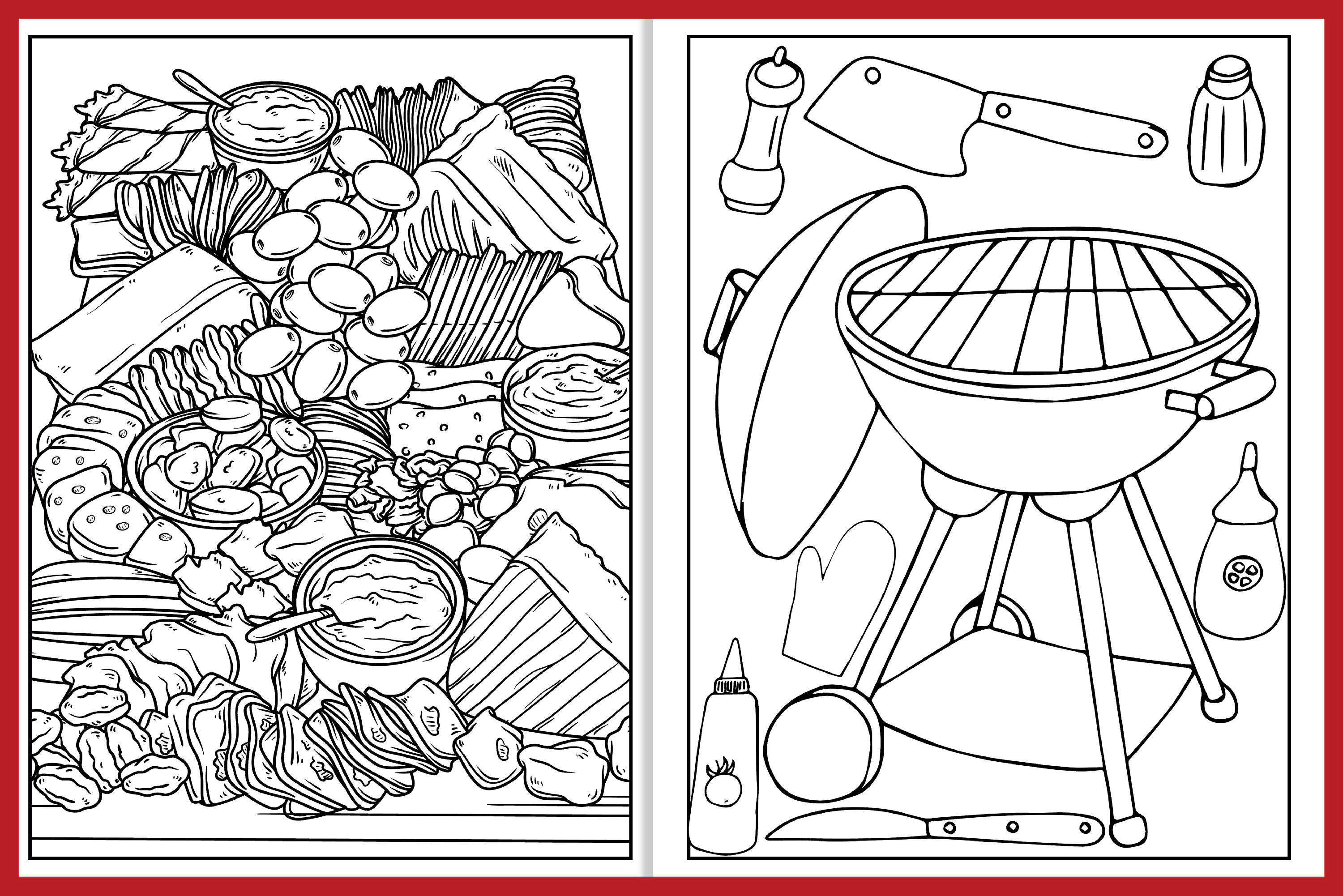 Barbecue Coloring Pages for Kids Ready to Use for Book Publishing ...