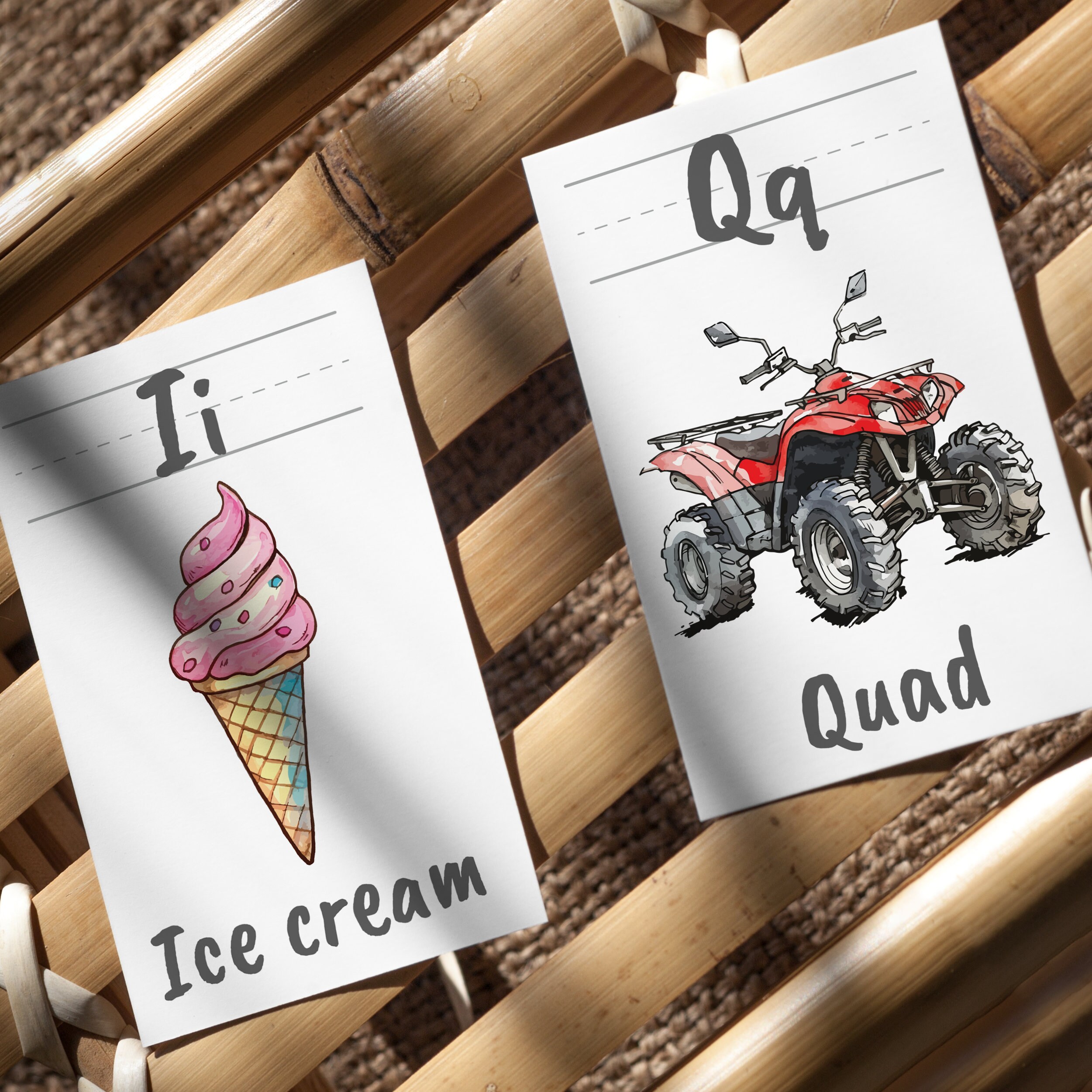 Alphabet Watercolor Flash Cards, Printable Alphabet Flash Cards ...