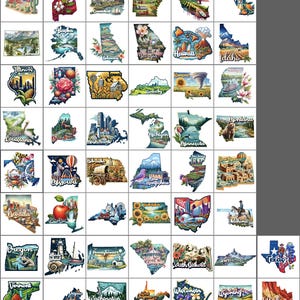 All 50 USA States Watercolor Clipart, Colorful Maps, Us Beautiful ...