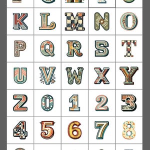 Retro Watercolor Alphabet Clipart: 60s Style Letters (42 PNG, SVG) - Etsy