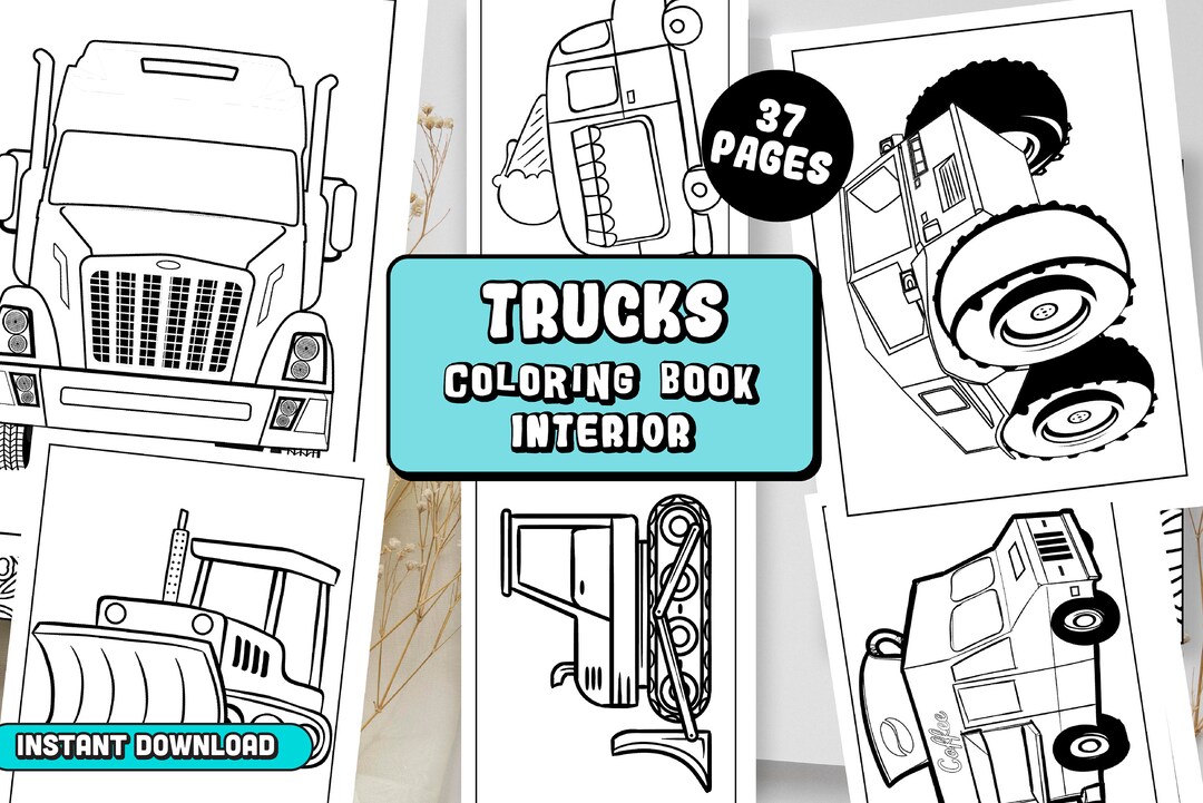 Big Trucks Coloring Pages, Construction Trucks Activity Book, Kids ...