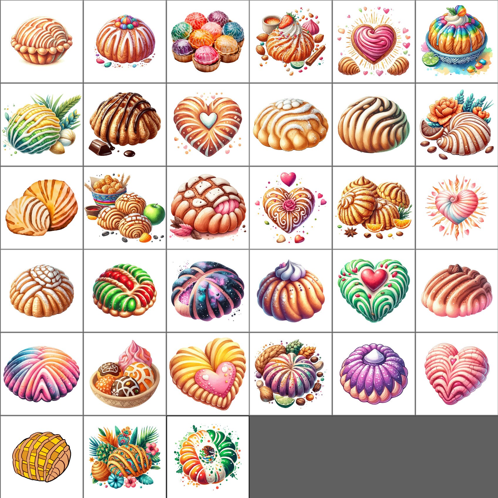 Mexican Conchas Watercolor Clipart,mexican Sweet Bread SVG, Pan Dulce ...