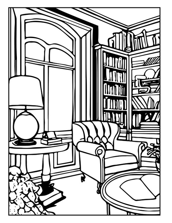 Library Building Coloring Pages