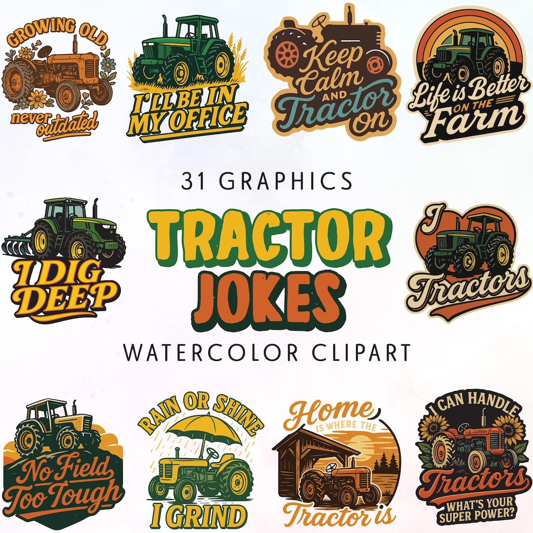 Funny Tractor Jokes and Quotes Clipart: Farming Trucks, 31 (SVG, PNG ...