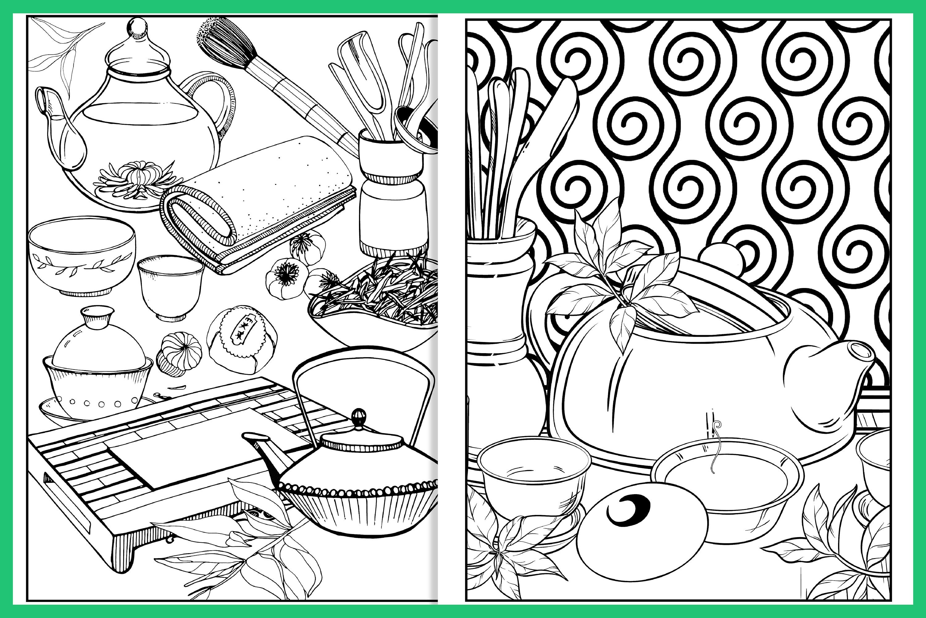 Tea Beverages Coloring Pages, English Tea, Teapot Coloring Book ...