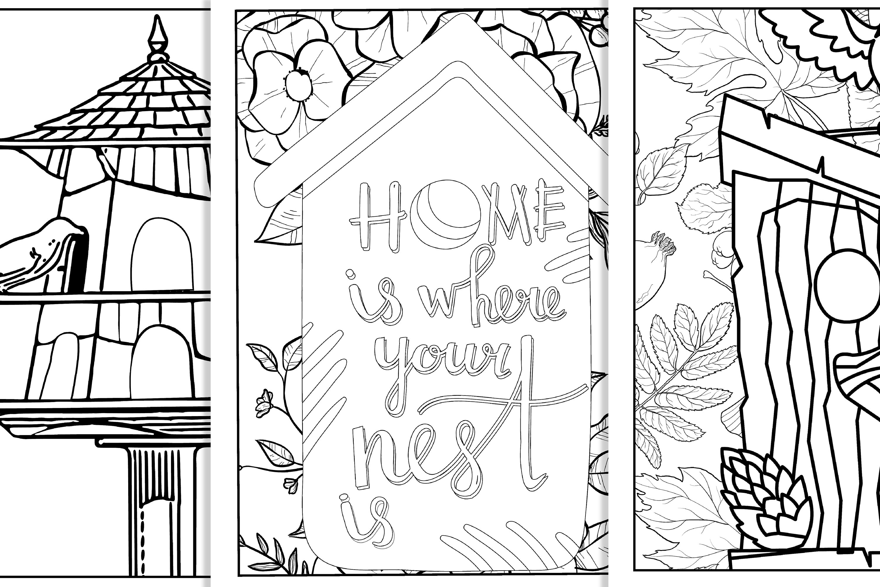 Bird House Coloring Pages for Kids: 32 Whimsical Designs (digital ...