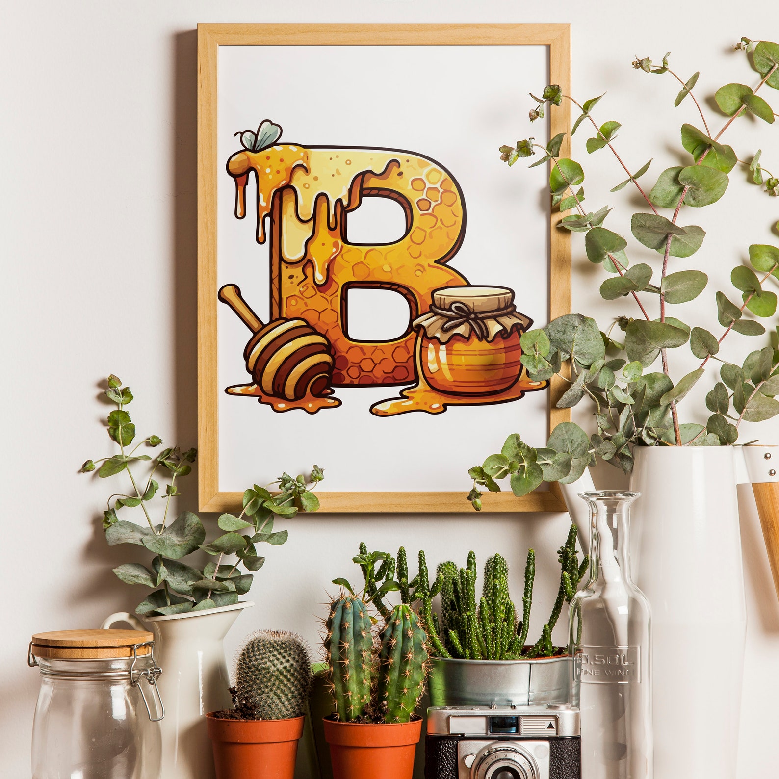 Honey Bee Watercolor Alphabet Clipart: Honeycomb Letters, Honey Font ...