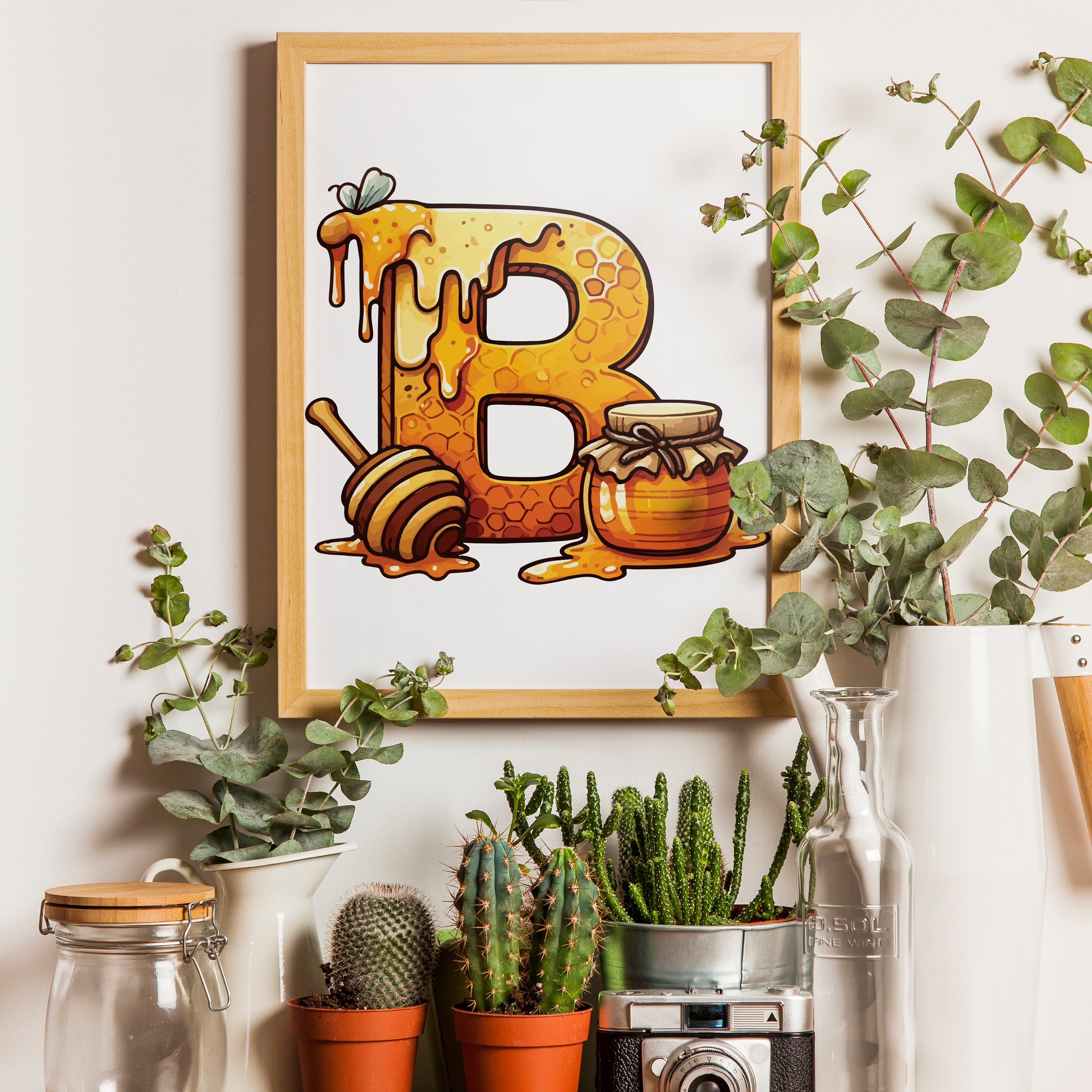 Honey Bee Letters and Numbers Watercolor Clipart, Honeycomb Alphabet ...