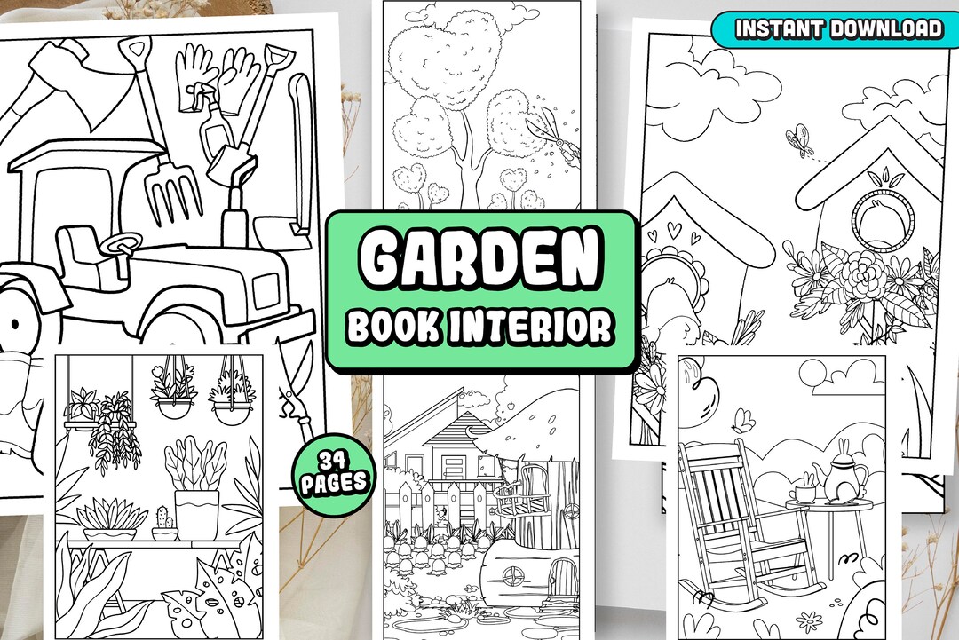 Garden Coloring Pages Book Interior, Ready to Use for Book Publishing ...