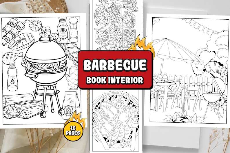 Barbecue Coloring Pages for Kids Ready to Use for Book - Etsy