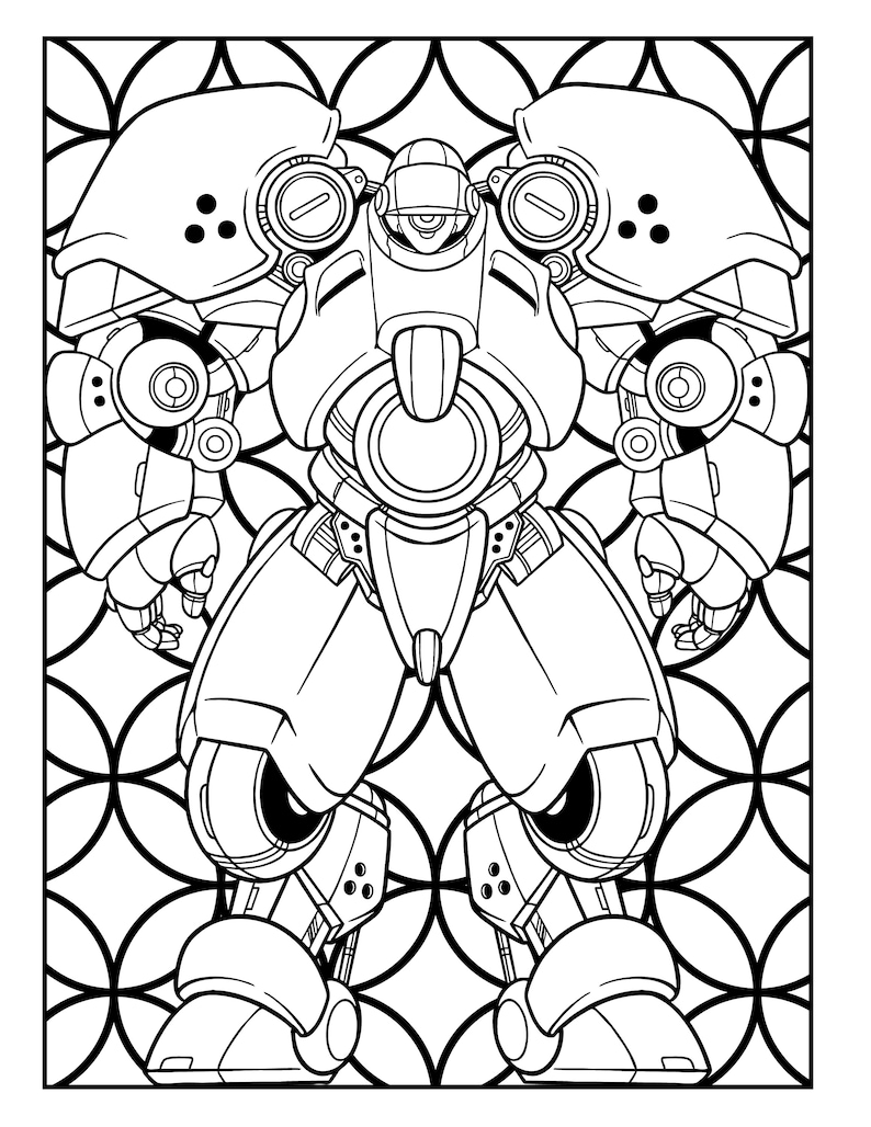 Mechanical Robots Coloring Book, Giant Robots, Cyborgs, Science Fiction ...