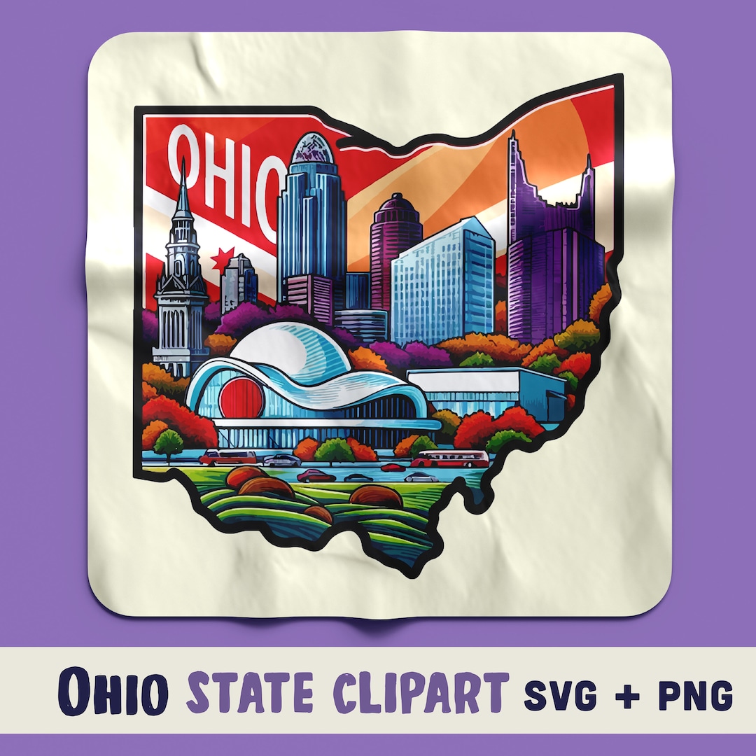 Ohio State Watercolor Clipart, Beautiful Ohio Landmarks, Ohio Clipart ...