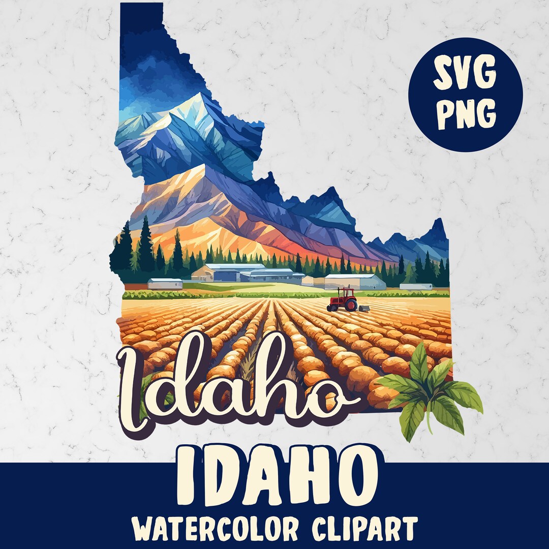 Idaho State Watercolor Clipart: USA Map (SVG, PNG) - Etsy