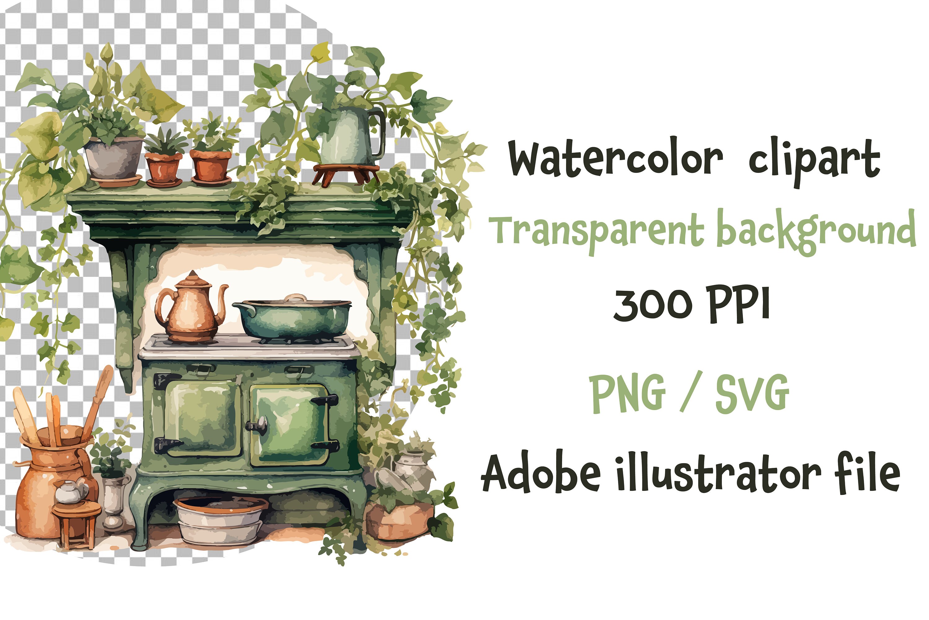 Sage Cottagecore Kitchen Clipart Bundle, Farm Life, Countryside, 32 SVG ...