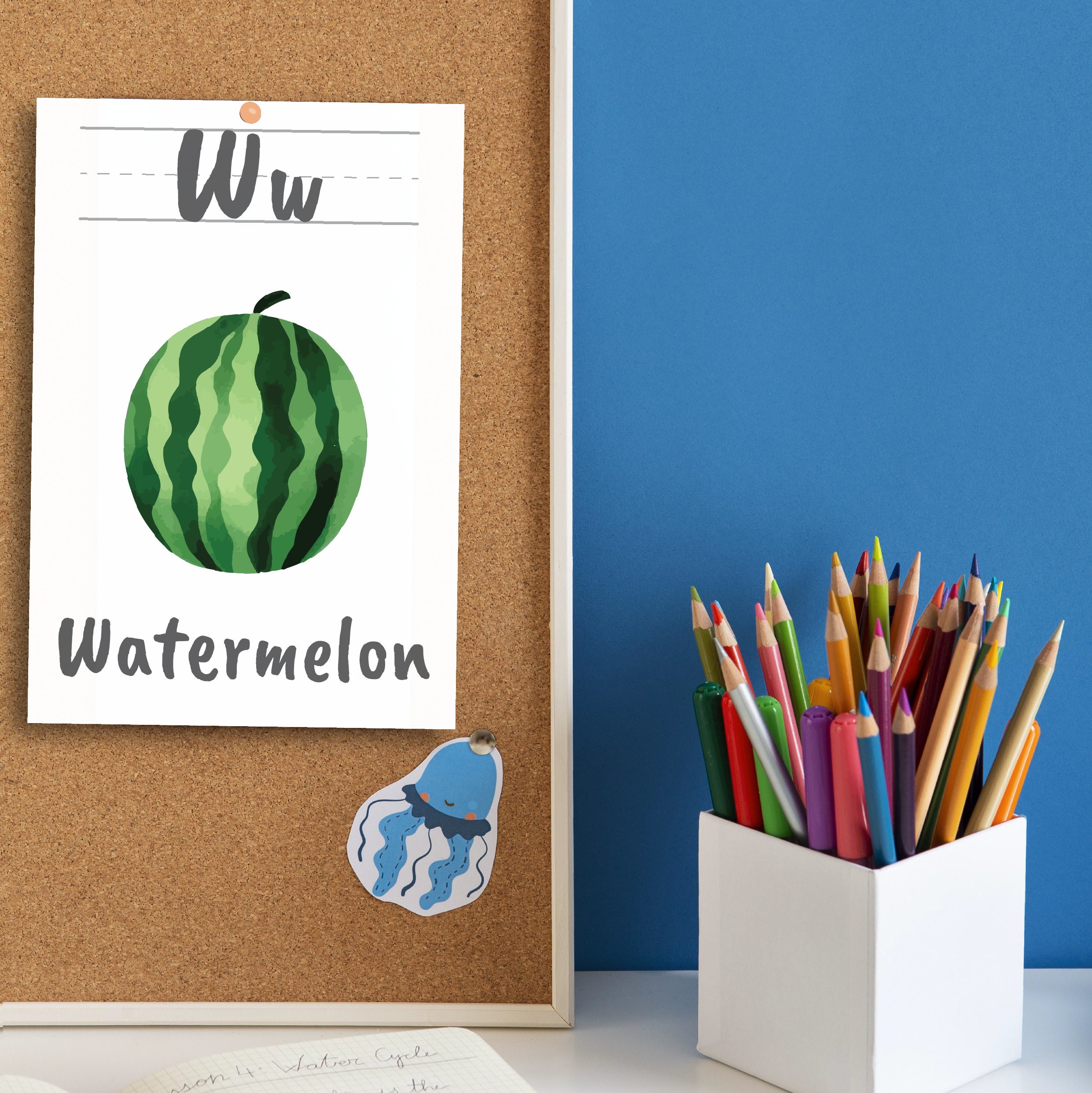 Alphabet Watercolor Flash Cards, Printable Alphabet Flash Cards ...