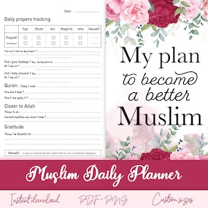Muslim Daily Planner: Quran Tracker & Prayer Journal (printable PDF) - Etsy