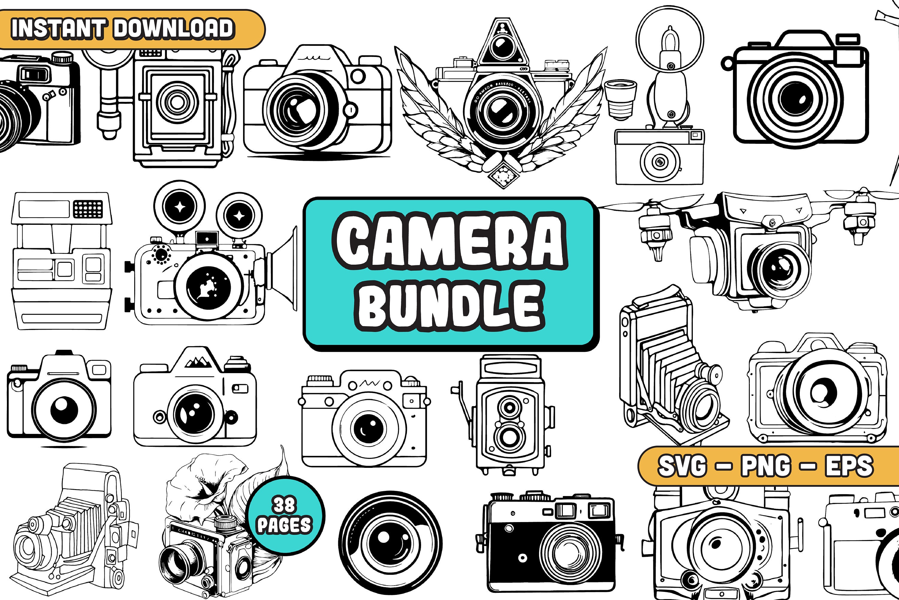 Photography Camera Clipart Bundle Camera Svg Photography Svg - Etsy