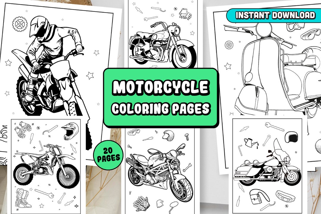 KDP Motorcycle Coloring Pages | 8.5 X 11 Inches | Ready to Use ...