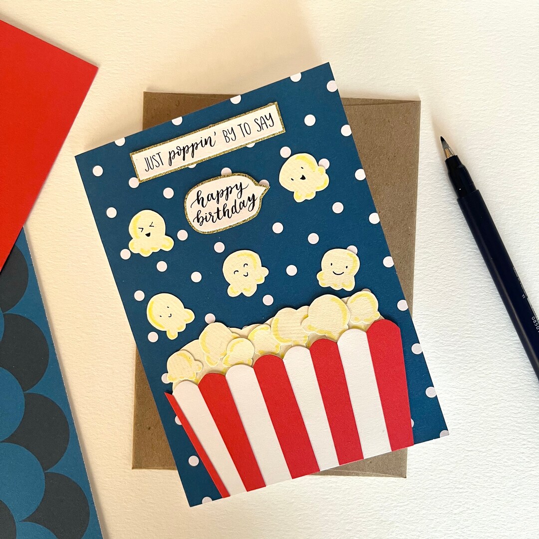 Popcorn Greeting Card Birthday Card Foodie Pun Card - Etsy UK