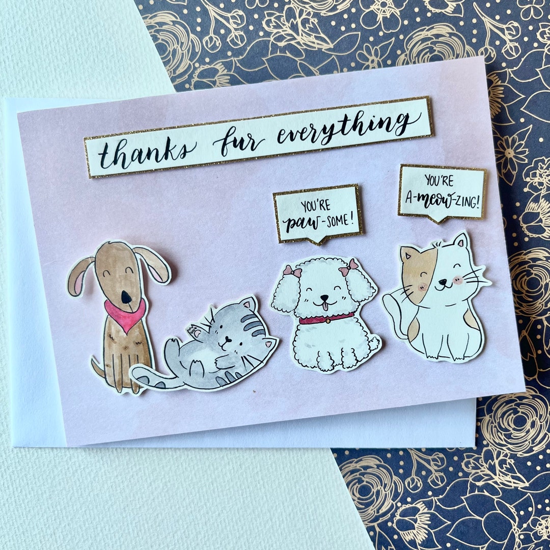 Animal Thank You Card | Thanks Fur Everything | You’re Pawsome | You’re ...